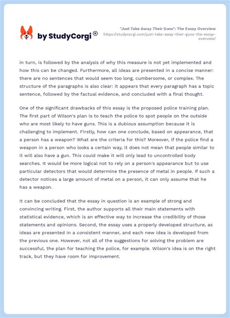 Just Take Away Their Guns The Essay Overview Free Essay Example