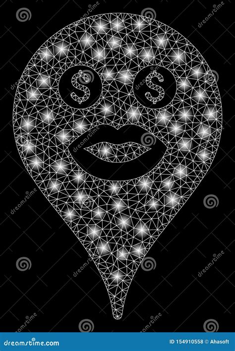 Glowing Mesh Carcass Prostitute Smiley Map Marker With Flash Spots Stock Vector Illustration