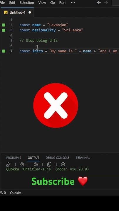 Javascript Tip Template Literals Shorts Programming Coding Developer Codequestopia Youtube