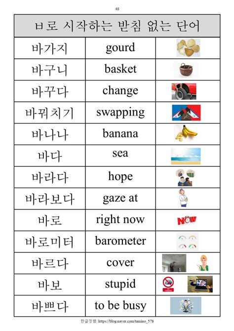 [받침 없는 단어]ㅂ로 시작하는 받침 없는 단어 Words Without A Final Consonant Starting With ㅂ Updated 네이버 블로그