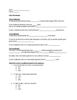 Conditional Quiz By English As A Second Language K 12 Resources