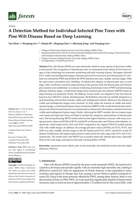 Pdf A Detection Method For Individual Infected Pine Trees With Pine