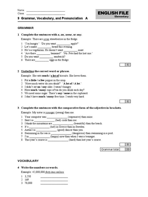 Ef3e Elem Filetest 9a Pdf Meal Lunch
