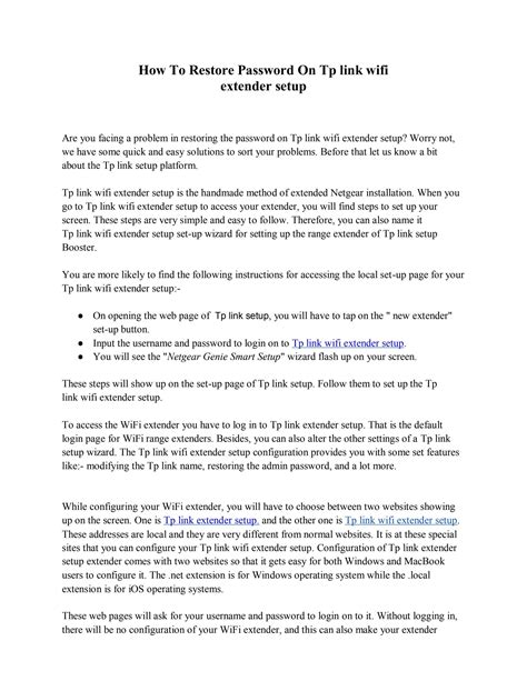tp link wifi extender setup by tplinkextendersetupp issuu