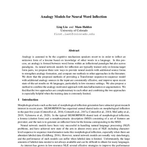 Analogy Models For Neural Word Inflection Acl Anthology