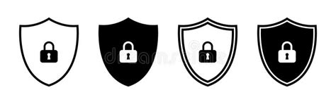 Vector Security Shield Lock Icon Set Stock Illustration Illustration Of Graphic Shield 335806330
