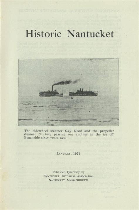 Historic Nantucket January 1974 Vol 21 No 3 By Nantucket Historical