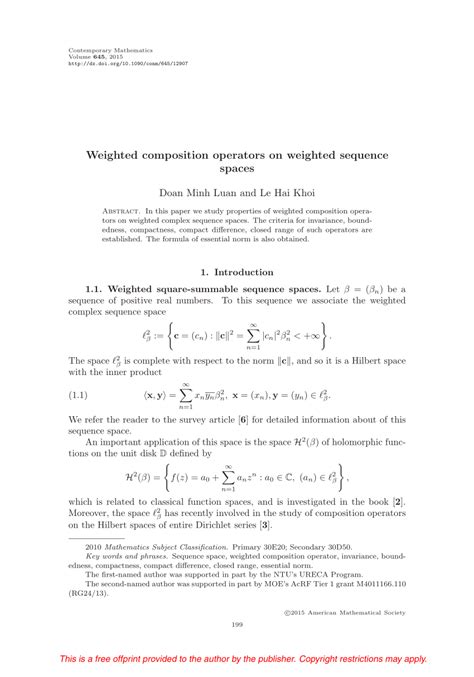 Pdf Weighted Composition Operators On Weighted Sequence Spaces