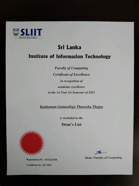 Deanslist Sliit Tharusha Thejan