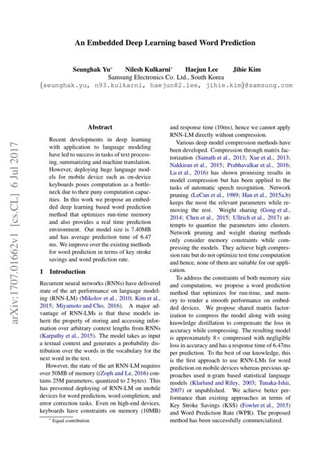 pdf an embedded deep learning based word prediction