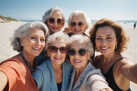 Premium Photo Shot Of A Group Of Senior Women Taking Selfies On The
