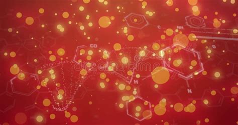 Chemical Structures And Molecular Bonds Over Red Background With Glowing Particles Stock Video