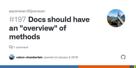 docs should have an overview of methods · issue 197 · eqcorrscan eqcorrscan · github