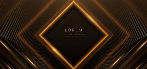 럭셔리 스퀘어 프레임 황금빛 반짝이 효과가 검은 배경에 빛나는 조명 효과 반짝임 템플릿 프리미엄 시상식 디자인 검은색에 대한 스톡 벡터 아트 및 기타 이미지 Istock