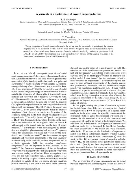 Pdf Ac Currents In A Vortex State Of Layered Superconductors