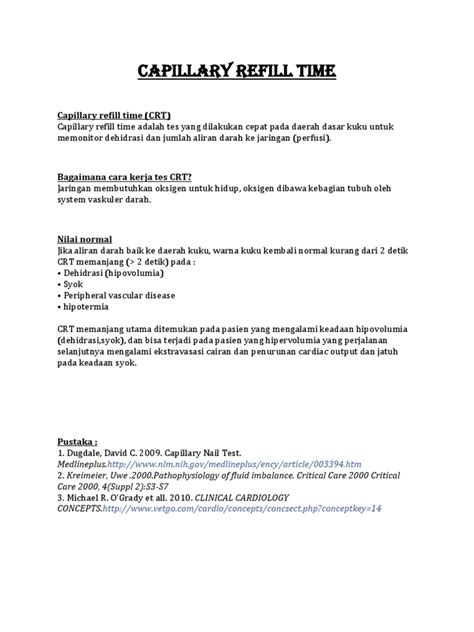 Capillary Refill Time Pdf