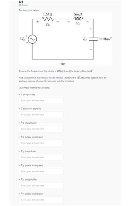 solved q1 10 points for the circuit below 1 5k12 m vr 5mh