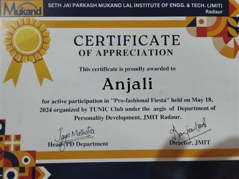 Anjali Arora On Linkedin Certification Participation Profashionalfiesta Jmitradaur