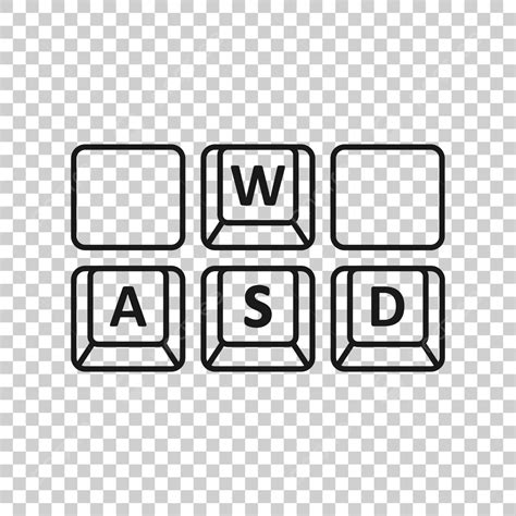 Flat Wasd Button Icon On White Background For Gaming Business Vector