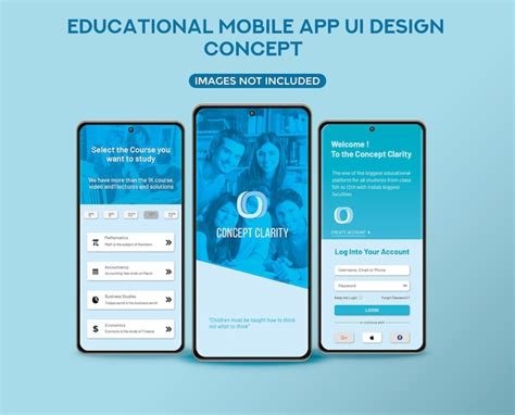 교육 앱의 Ux 모바일 디자인 개념 명확한 사용자 인터페이스 개념 설계 프리미엄 Psd 파일