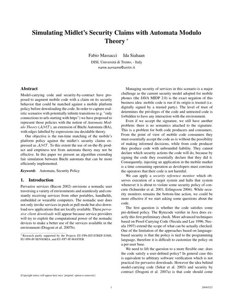 Pdf Simulating Midlets Security Claims With Automata Modulo Theory