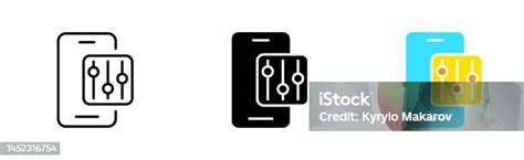 전화선 아이콘이 있는 슬라이더 조정 제어 조절 조정 메뉴 구성 목록 슬라이더 앱 응용 프로그램 프로그램 선에 있는 벡터 아이콘 흰색 배경에 검은색과 화려한 스타일