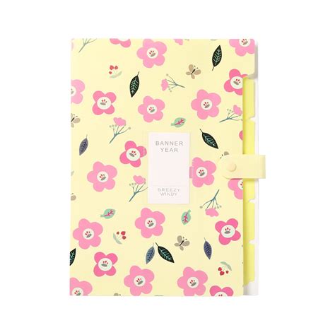 Xeovhv Cute Expanding File Folder With 1120 Labels Notes Floral Printed