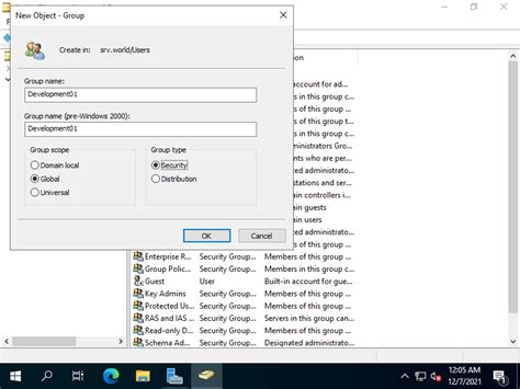 Windows Server 2022 Active Directory Add Group Accounts Server World