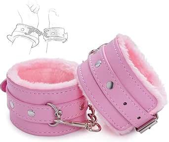 1 Pair Pink Fuzzy Hand Cuff Set For Adults Couples Sex Hand