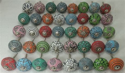 Assorted Multicolor Vintage Look Ceramic Knobs Ceramic Door Etsy