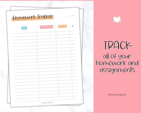 Homework Tracker And School Assignment Planner Colorful Homework Tracker And School Assignment Planner Colorful