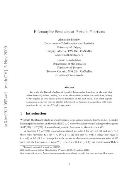 Pdf Holomorphic Semi Almost Periodic Functions Dokumentips