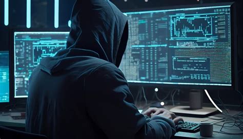 Cyber Criminal Hacking System At Monitors Hacker Ai Generated Image Premium Ai Generated Image