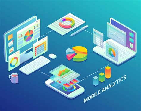 Premium Vector Mobile Web Analytics Infographic Vector Flat Isometric Illustration