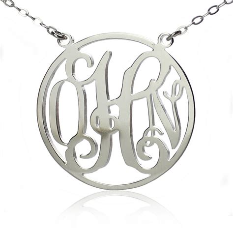 Monogram Styles Circle 18ct Solid White Gold Initial Monogram Name
