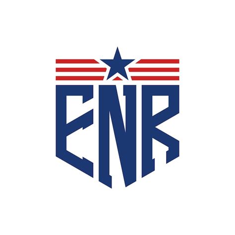 Premium Vector Patriotic Enr Logo With Star And American Flag Straps Letter Enr Logo With Usa Flag