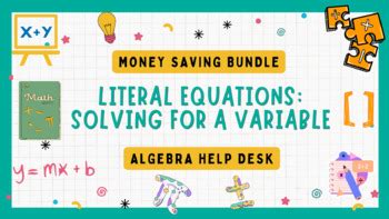 Unit Solving Equations Literal Equations Solving For A Variable EasyEdit