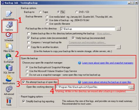 BackupAssist Open File Backups