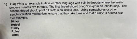 Solved 1 10 Write An Example In Java Or Other Language