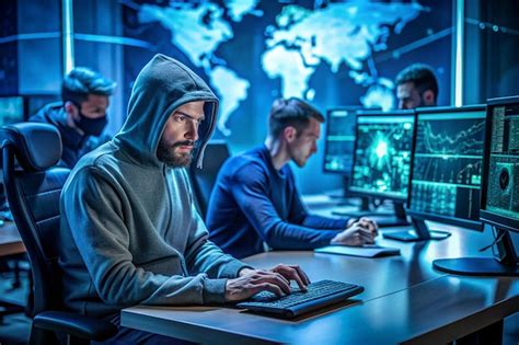 Hackers Mission Virus Programming At Secret Base Premium Ai Generated