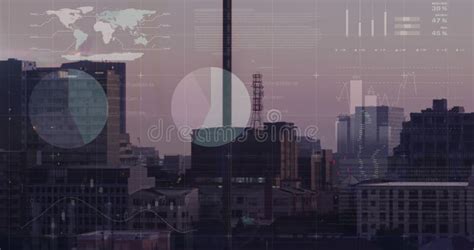 Animation Of Statistical Data Processing Against Aerial View Of Cityscape Stock Footage Video