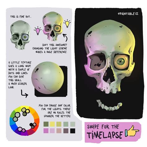 Spooky Skull Mini Art Tutorial Digital Painting Manga Tutorial Sketch Book