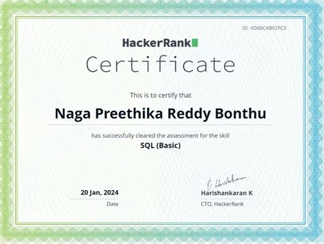 Earned Sql Basics Certificate From Hackerrank Preethika Bonthu Posted On The Topic Linkedin