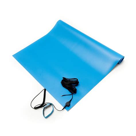 Esd Anti Static Table Mat Kit 18 In X 30 In Blue Includes An Esd Wrist Strap