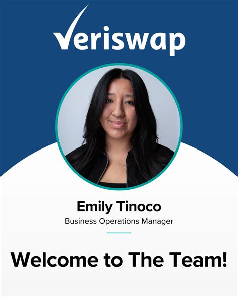 Were Excited To Welcome Emily Tinoco To The Veriswap Team Emily Was