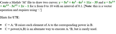 Solved Create A Matlab M File To Draw Two Curves Y X Chegg