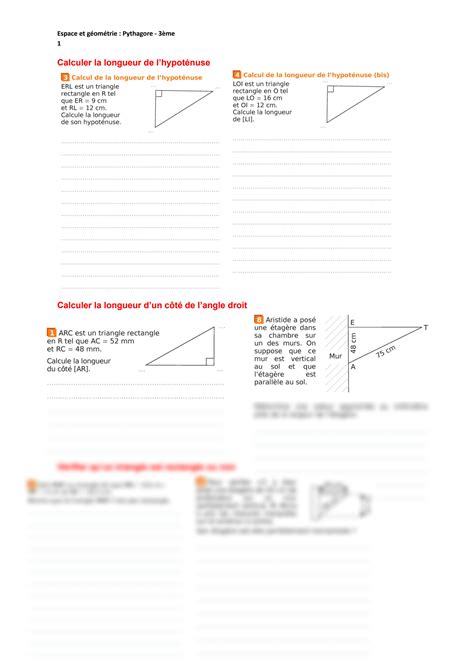 Solution Exercices 3ème Pythagore Studypool