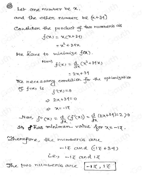 solved find two numbers differing by 40 whose product is as small as