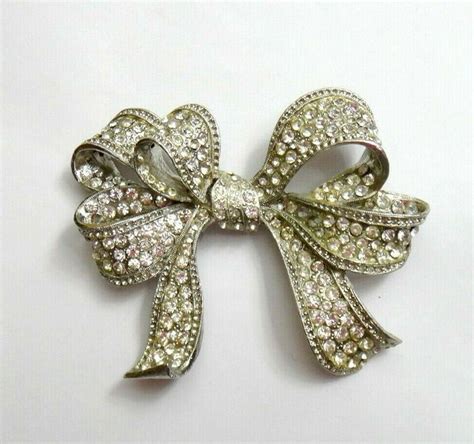 Barrera Rhinestone Bow Pin 35 Huge Three Dimensional Stunning