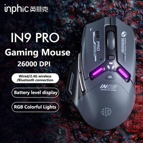 Inphic In9 Pro Bluetooth Mouse Rechargeable 2 4g Wireless 26000dpi Rgb Gaming Mouse Ergonomics